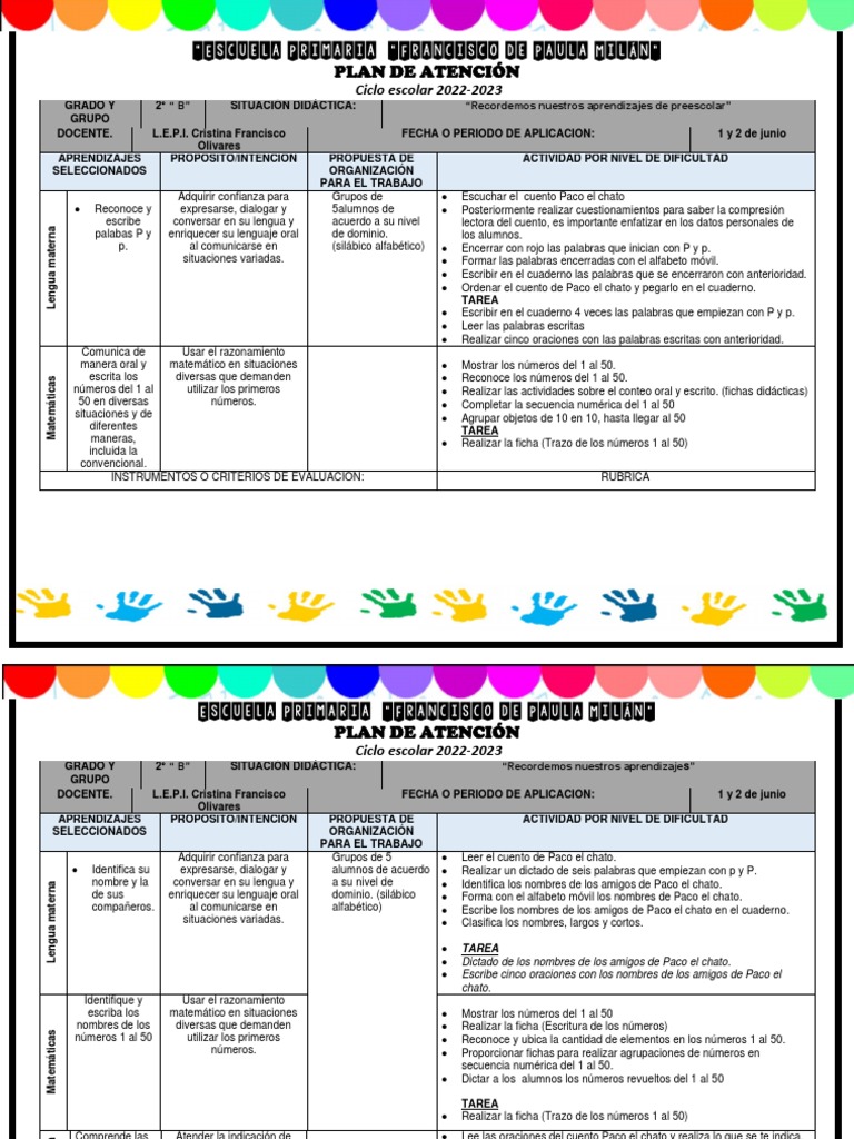 Plan de Atencion Rezago | PDF | Educación primaria | Evaluación