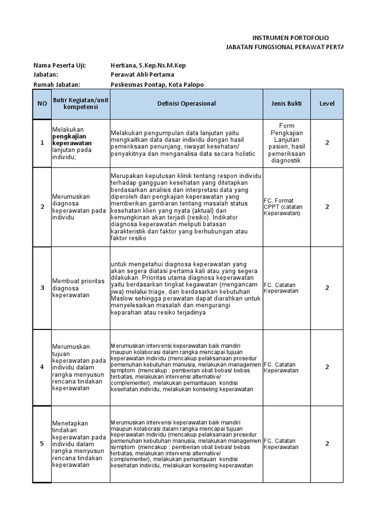 Portofolio Perawat Pertama Ke Muda | PDF