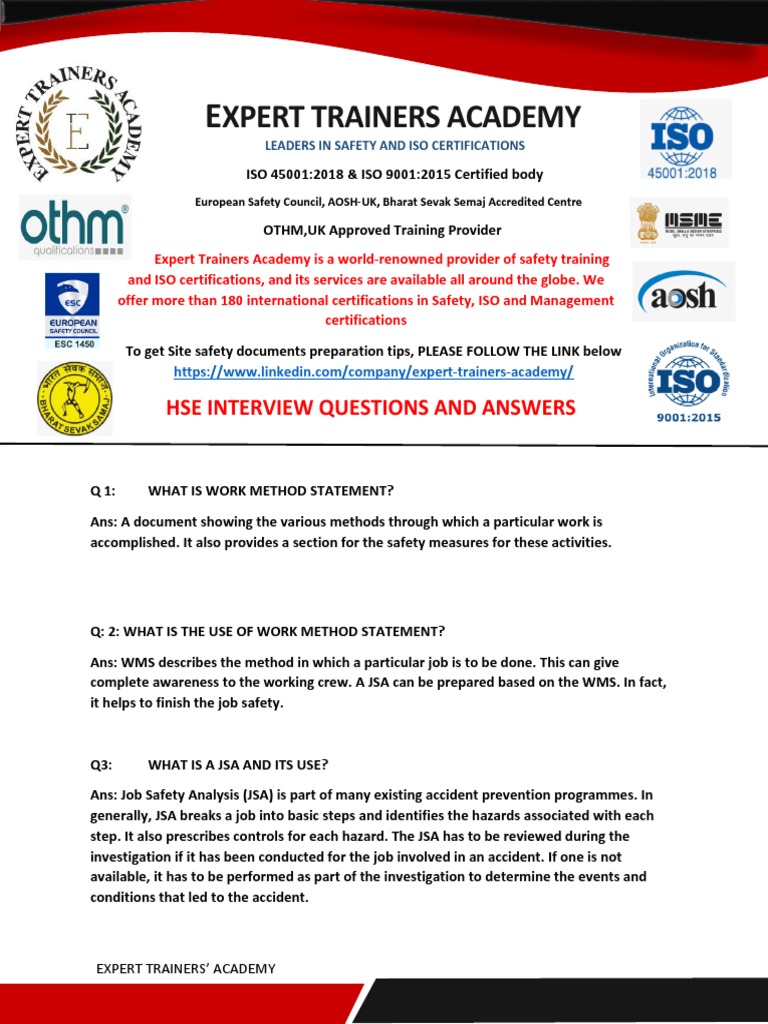 HSE Interview Questions & Safety Training | PDF | Ionizing Radiation ...