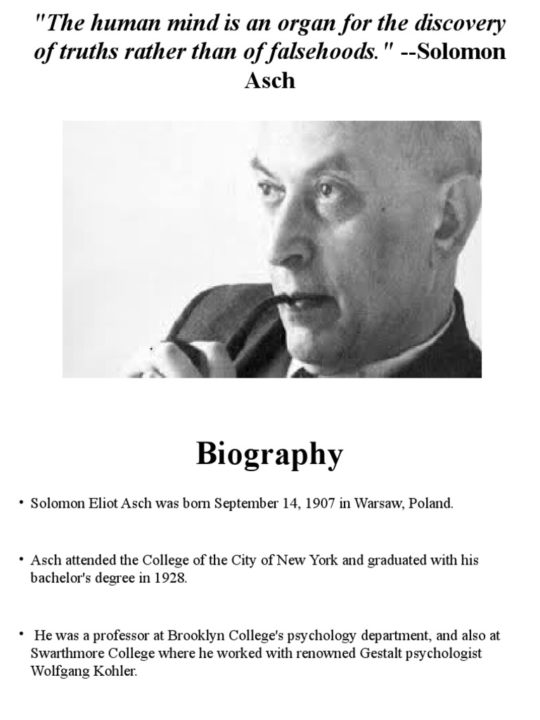 Solomon Asch: Pioneer of Conformity | PDF