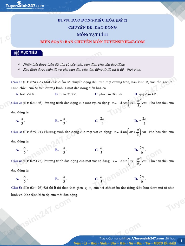 Btvn Dao Dong Dieu Hoa de 2 1681892576 | PDF