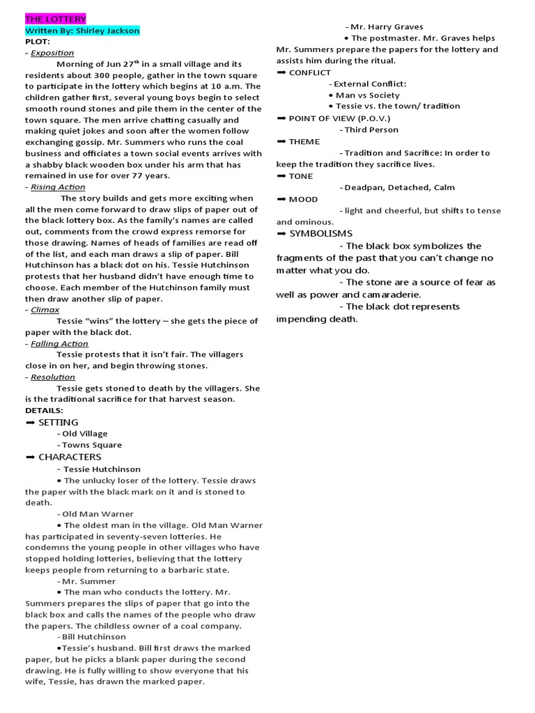 The Lottery | PDF | Mystery, Thriller & Crime Fiction