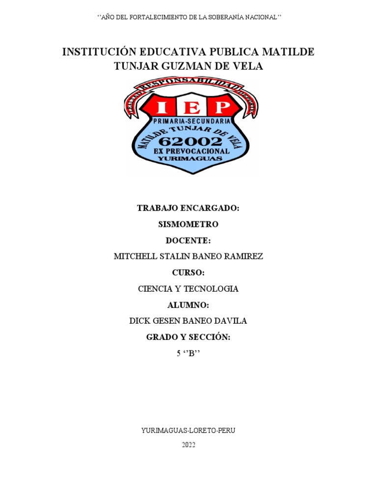 Institución Educativa Publica Matilde Tunjar Guzman de Vela | PDF