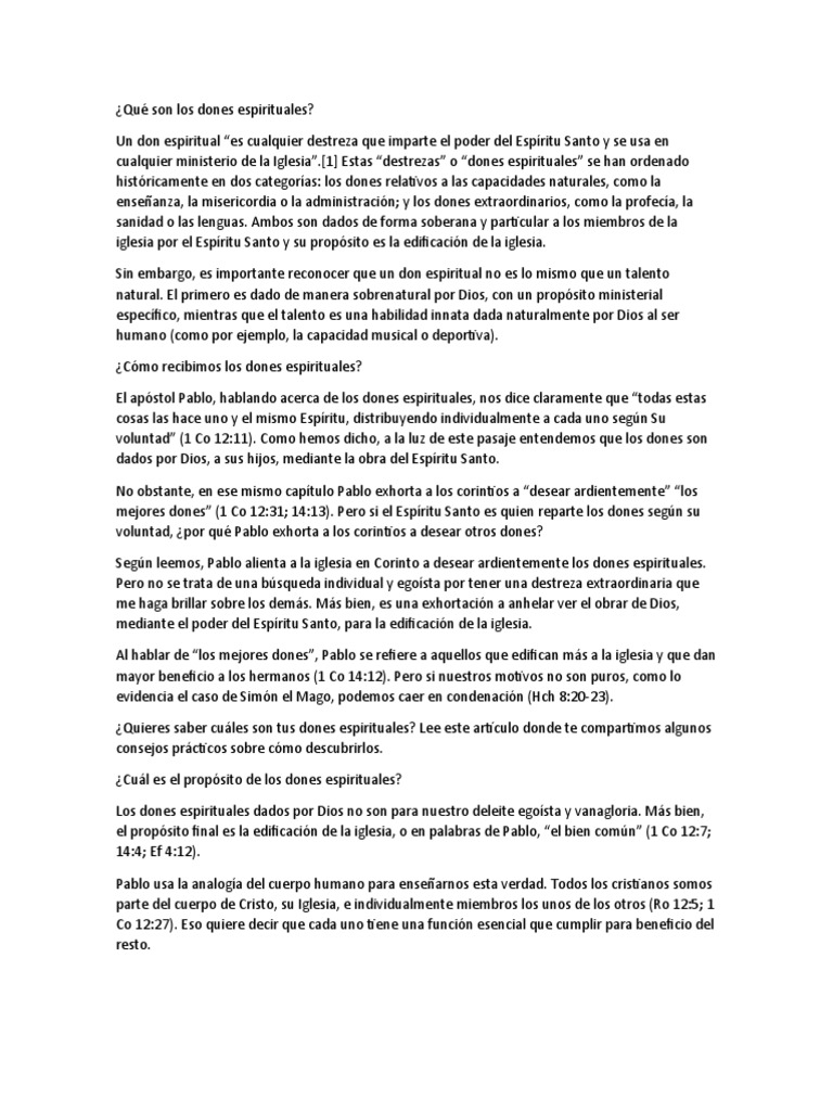 Qué Son Los Dones Espirituales | PDF | Filosofía | Relaciones ...