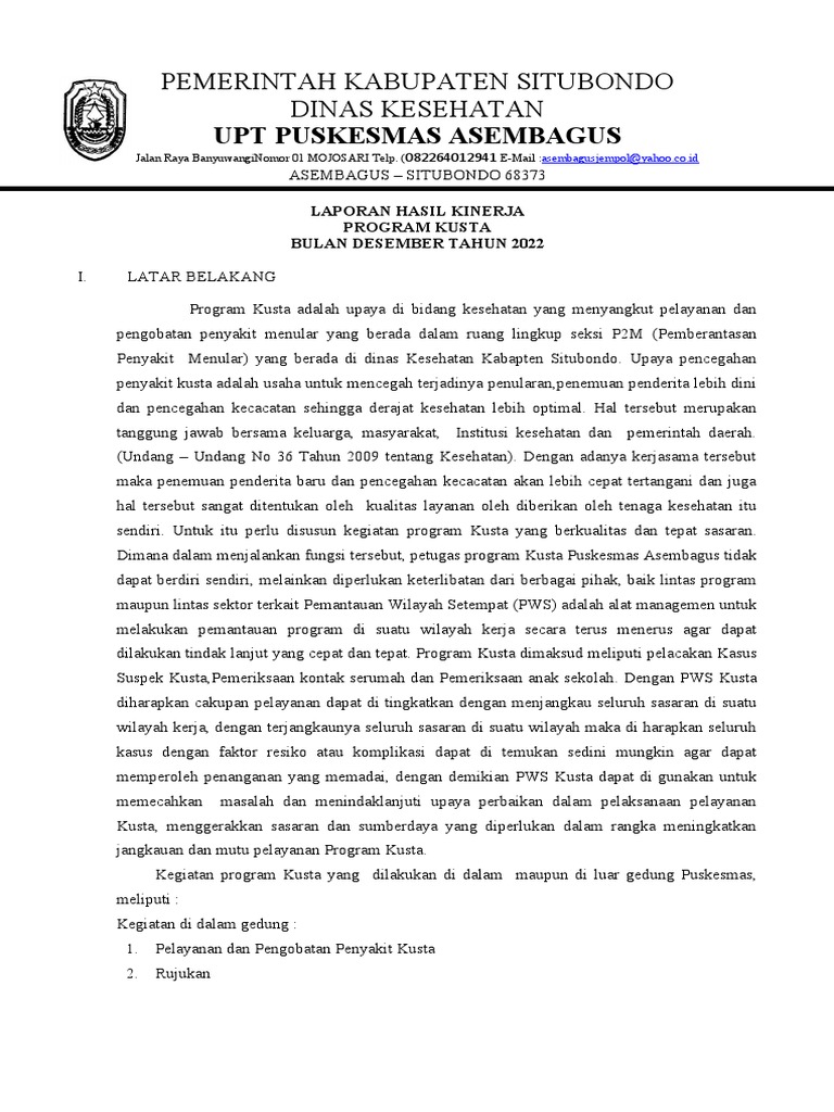 LHK Program Kusta Desember 2022 | PDF