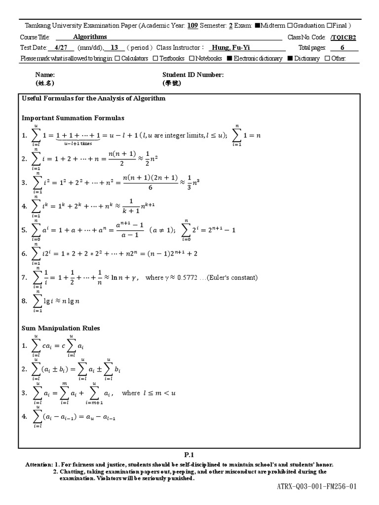 Algorithms Midterm 2020 Pdf 
