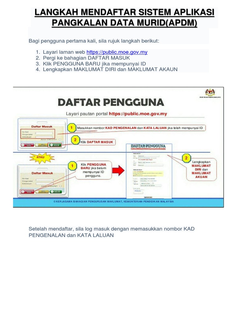 Langkah Daftar Adpm Ibu Bapa | PDF