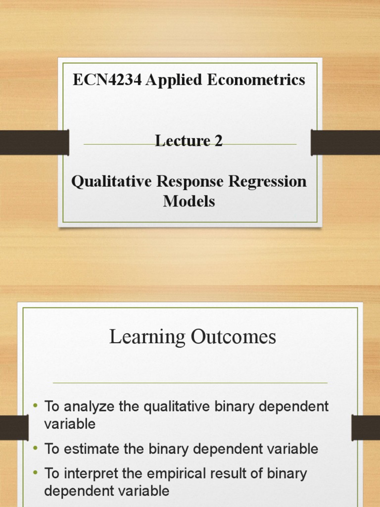 Lecture 2 Qualitative Response Reg Model | PDF