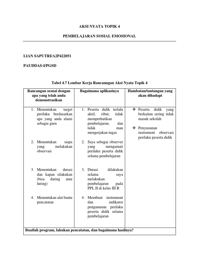 Aksi Nyata Pse - T4 | PDF