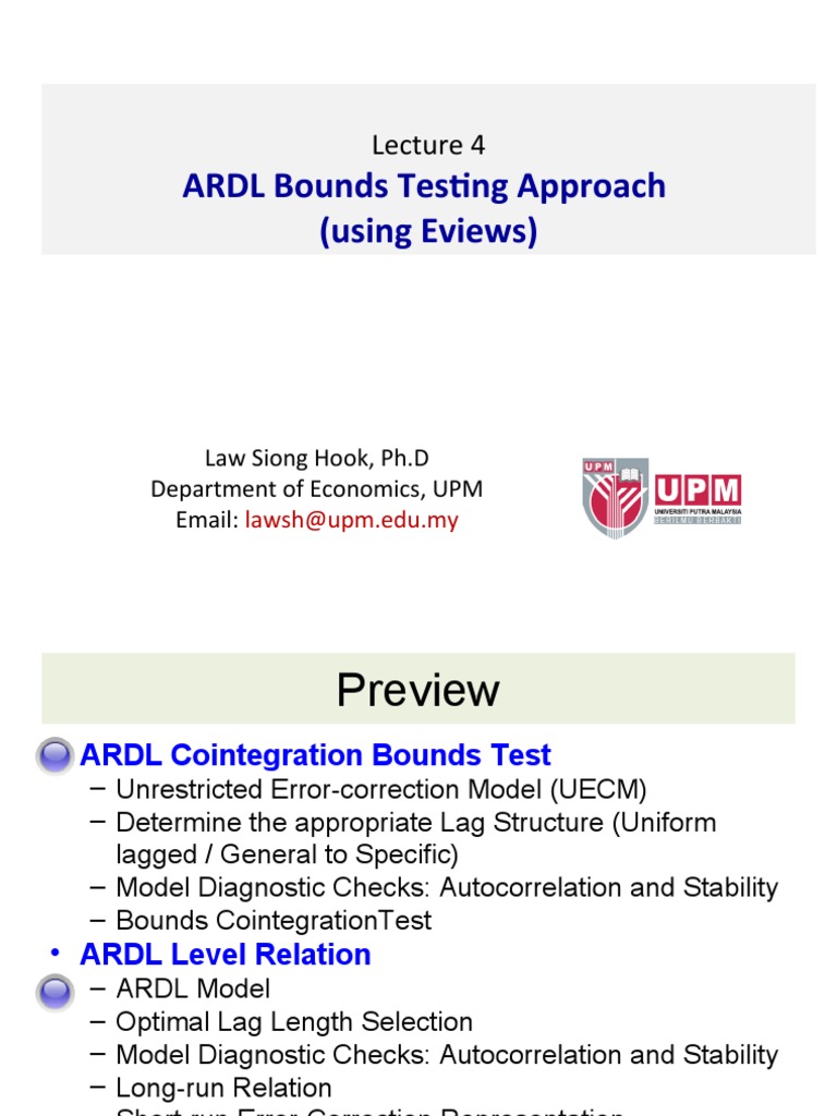 Lecture 4 ARDL - Bounds - Test | PDF | Coefficient Of Determination ...