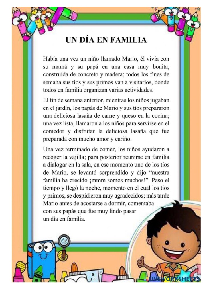 Cuento Mario y Su Familia | PDF
