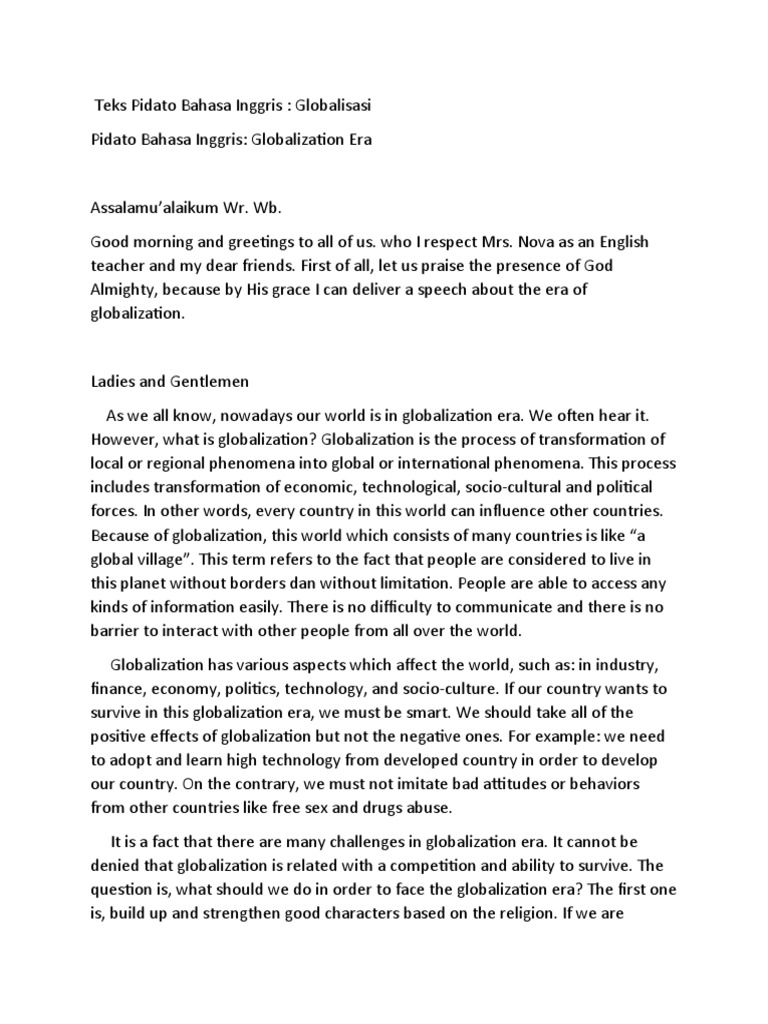 Teks Pidato Bahasa Inggris | PDF | Politik
