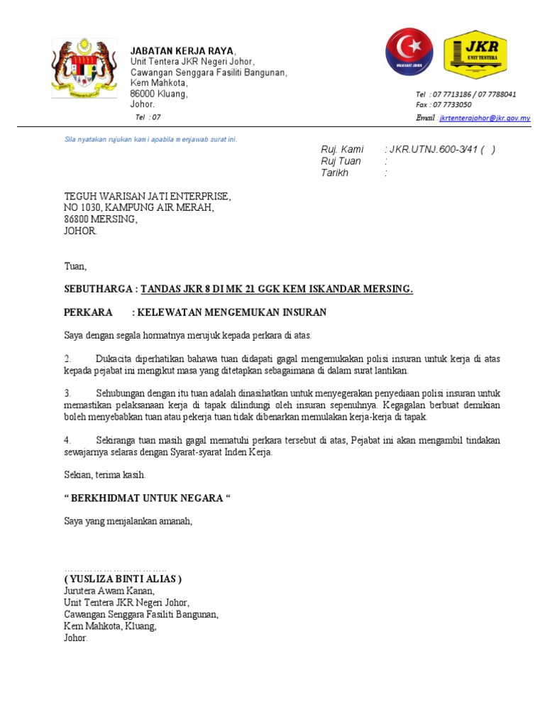 Surat Kelewatan Kemuka Insuran | PDF