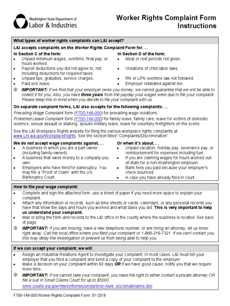 Worker Rights Complaint Form | PDF