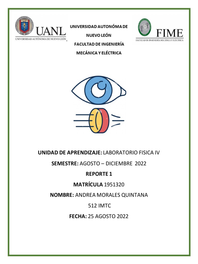Practica 1 Fisica 4 1951320 | PDF | Ligero | Óptica