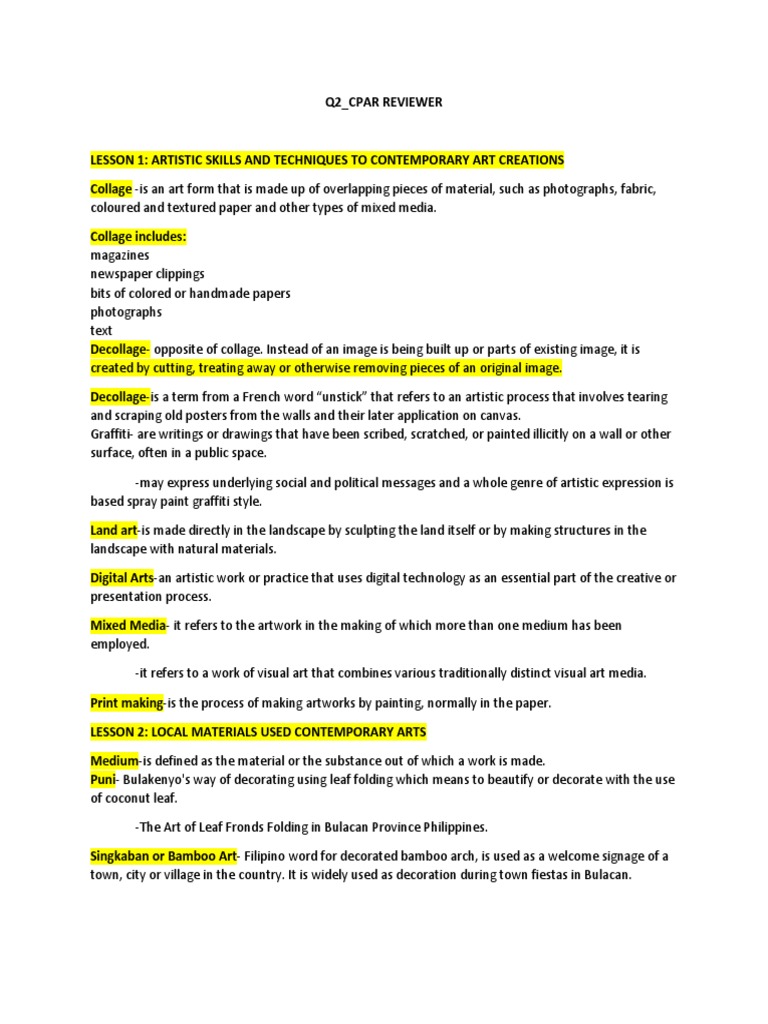 2ND-SEM Q2 CPAR Reviewer | PDF