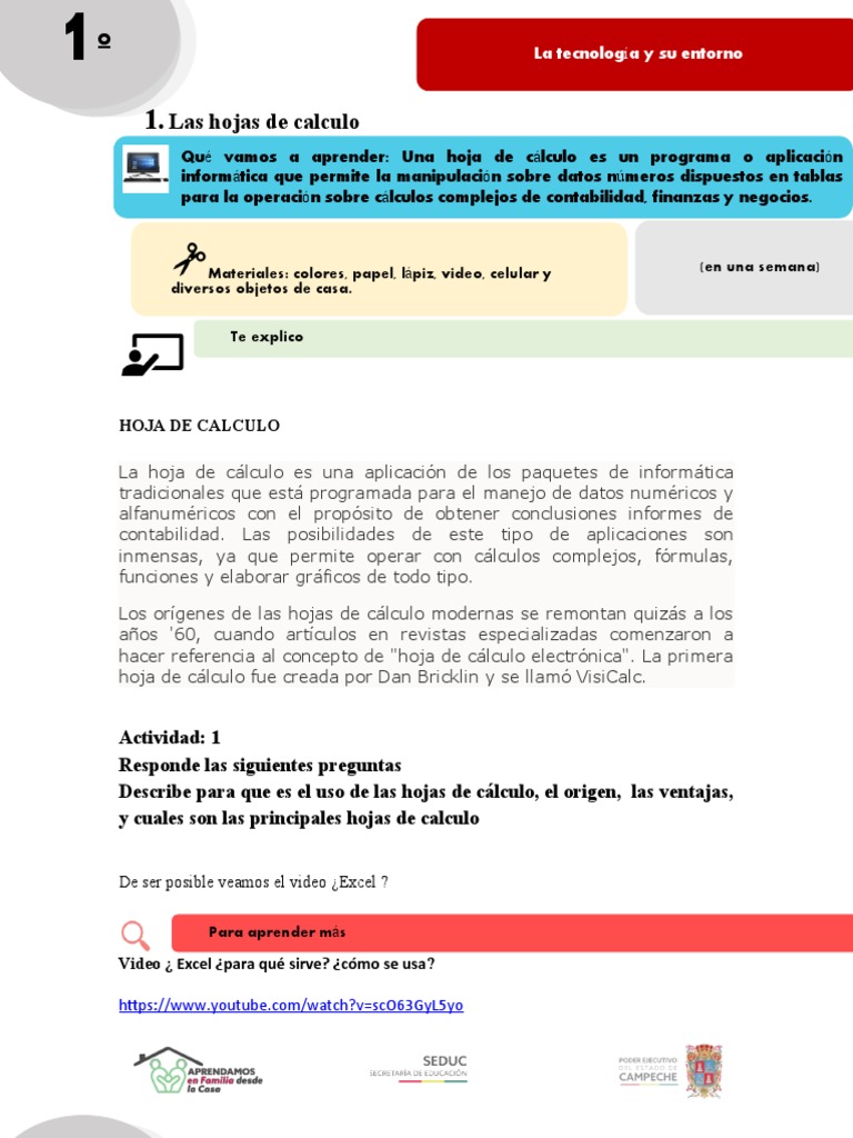 Fichas (10) 1er Grado Secundaria 07-11-Dic 2020.asd | PDF | Hoja de cálculo | Software de la ...