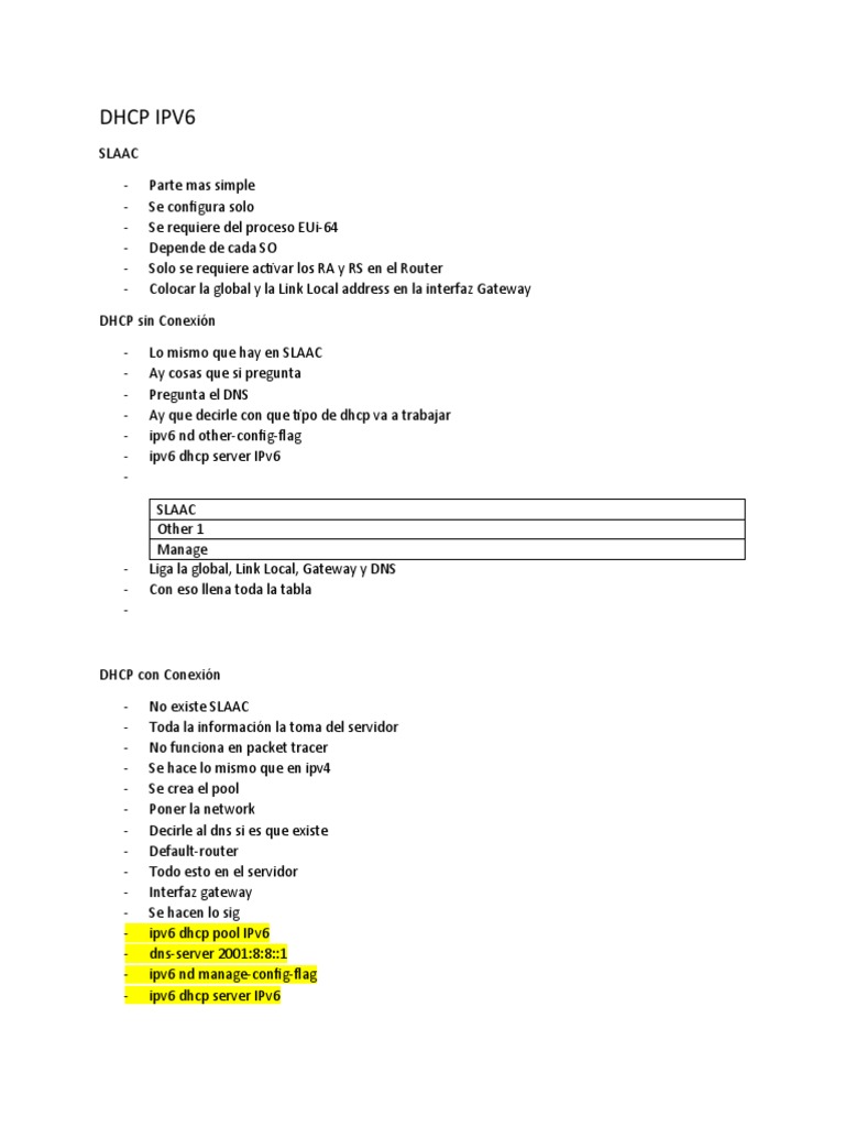 Configuración de DHCP y SLAAC en IPv6 | PDF | Informática
