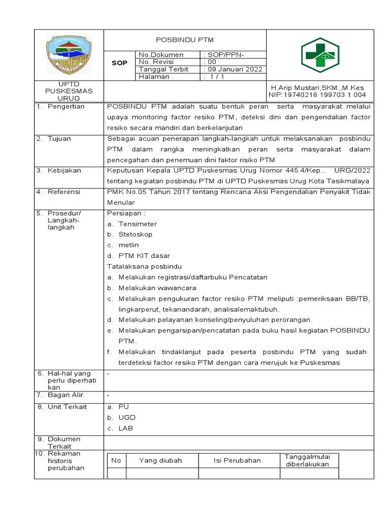 Sop Posbindu PTM | PDF
