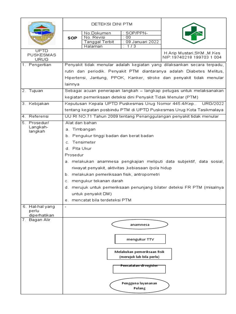 Sop Skrining PTM | PDF