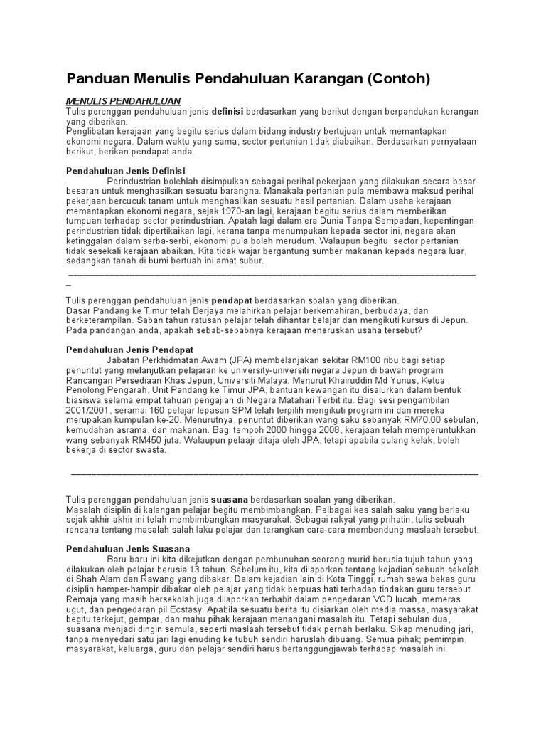 Panduan Menulis Pendahuluan Karangan | PDF