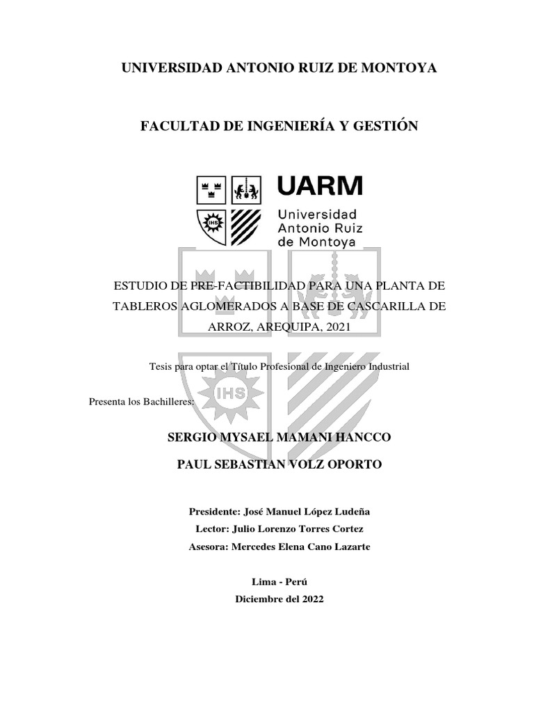 Mamani Hancco, Sergio Mysael - Volz Oporto, Paul Sebastian - Tesis ...