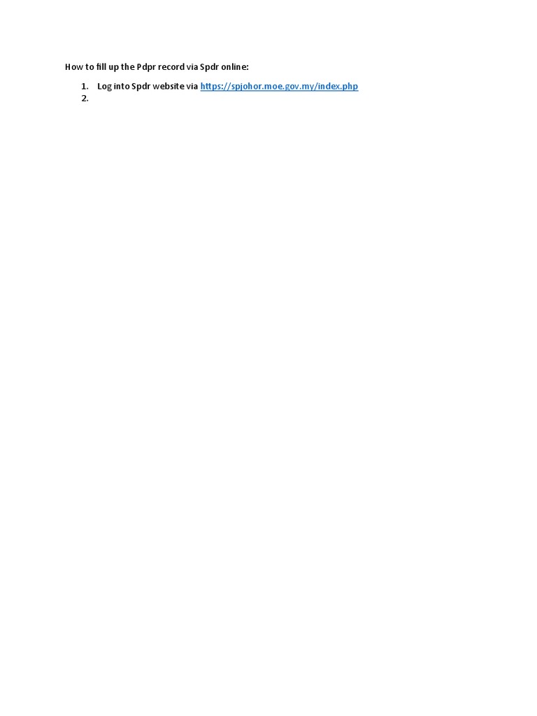 How To Fill Up The PDPR Record Via SPDR Online: 1. Log Into SPDR ...