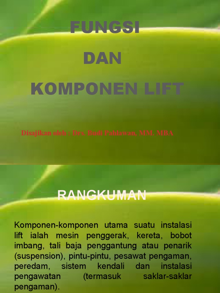 Fungsi Dan Komponen Lift | PDF | Komputer | Teknologi & Rekayasa