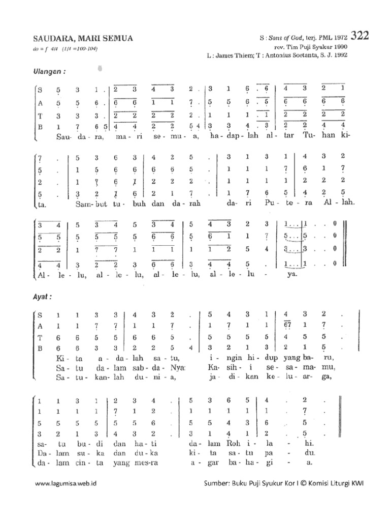 Saudara, Mari Semua Ps 322 | PDF