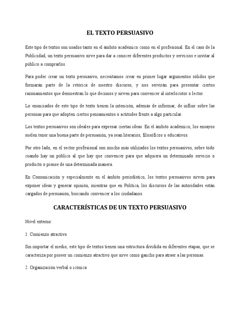 El Texto Persuasivo | PDF | Persuasión | Las emociones