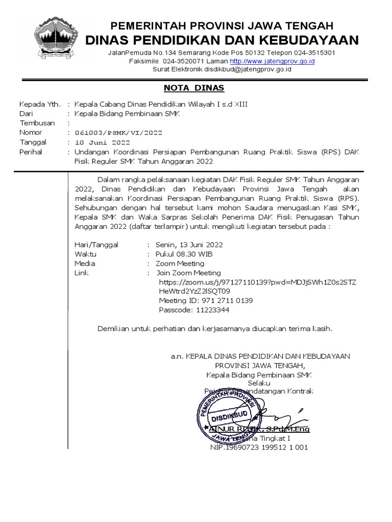 Koordinasi Pembangunan RPS SMK Jateng 2022 | PDF