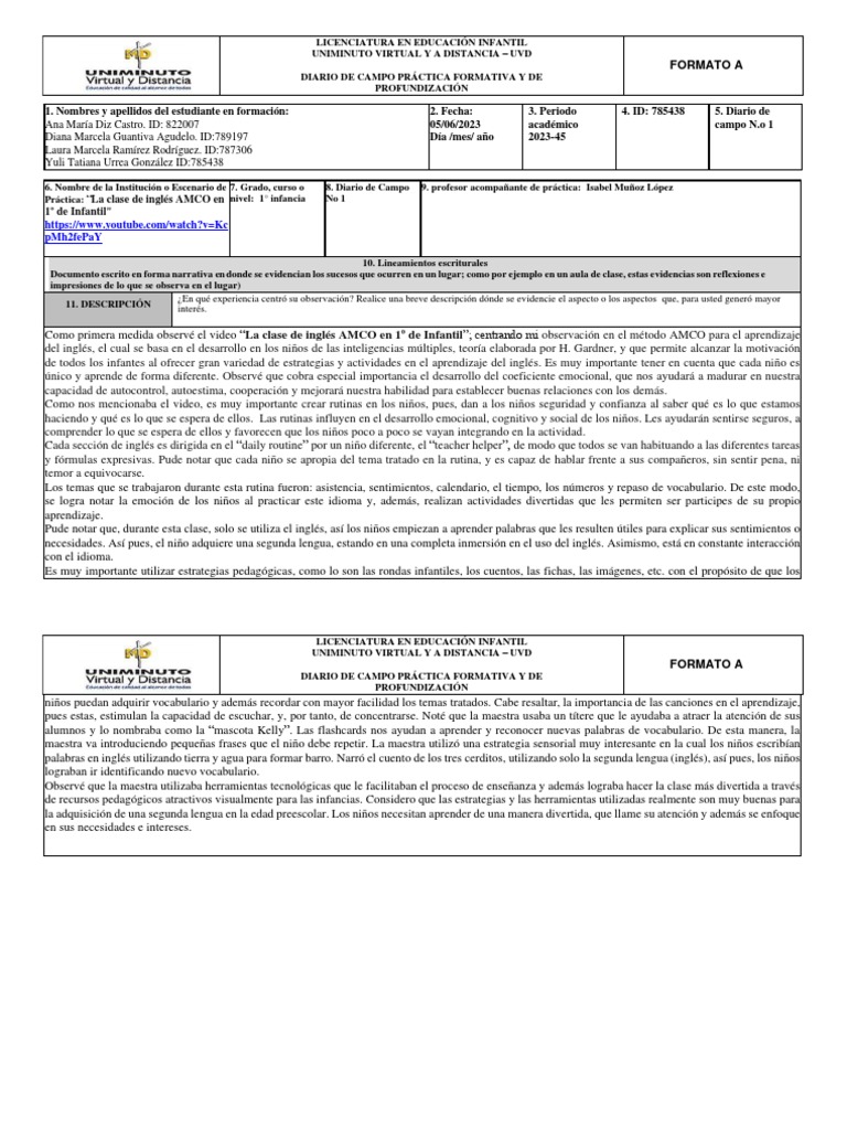 Método AMCO en Educación Infantil | PDF | Aprendizaje | Enseñando