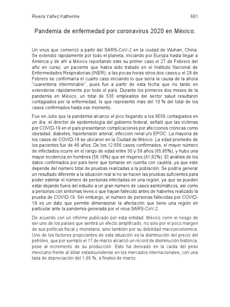 Pandemia coronavirus 2020 en México | PDF | Especialidades Medicas ...