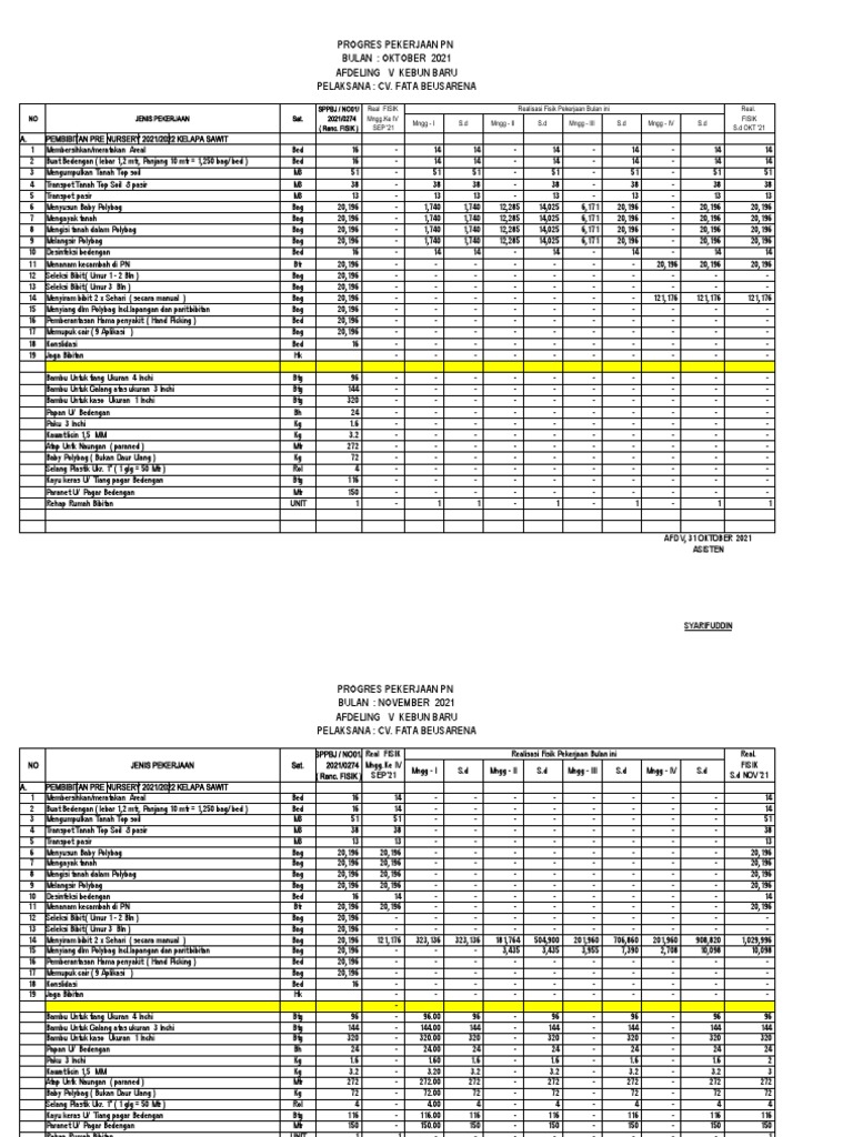 Rekap Progres MN Jan s,d Juli 2022 PTP-I | PDF