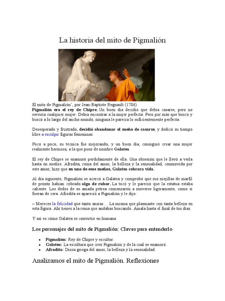 El mito de Pigmalión y Galatea | PDF | Afrodita | Amor