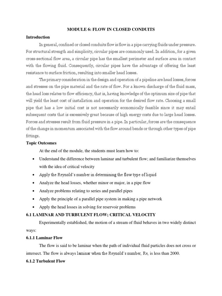 MODULE 6.1-6.2 Reynolds Number | PDF MODULE 6.1-6.2 Reynolds Number | PDF