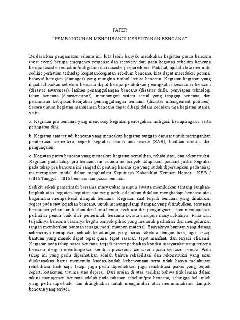 Paper Perencanaan Lingkungan Kebencanaan Kel 2 | PDF | Sains & Matematika
