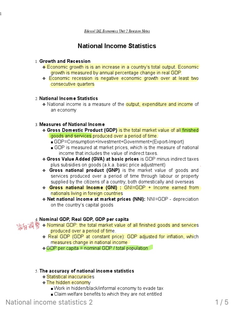 National Income Statistics 2 | PDF