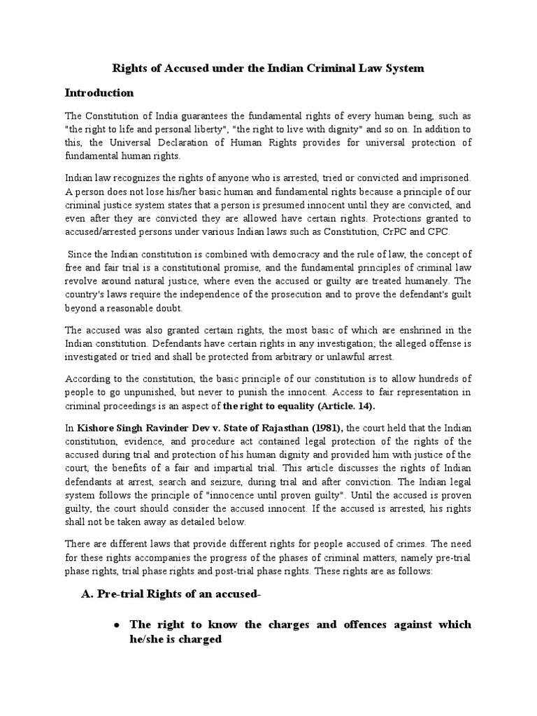 Preeti Birla - Task 5 - Rights of Accused Under The Indian Criminal Law ...
