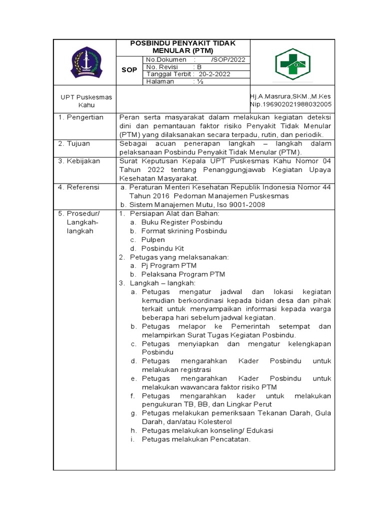 Sop Posbindu 2022 | PDF | Kesehatan Holistik