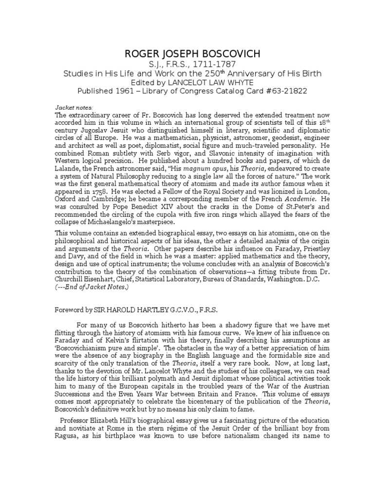 Boscovich: A Polymath's Legacy | PDF