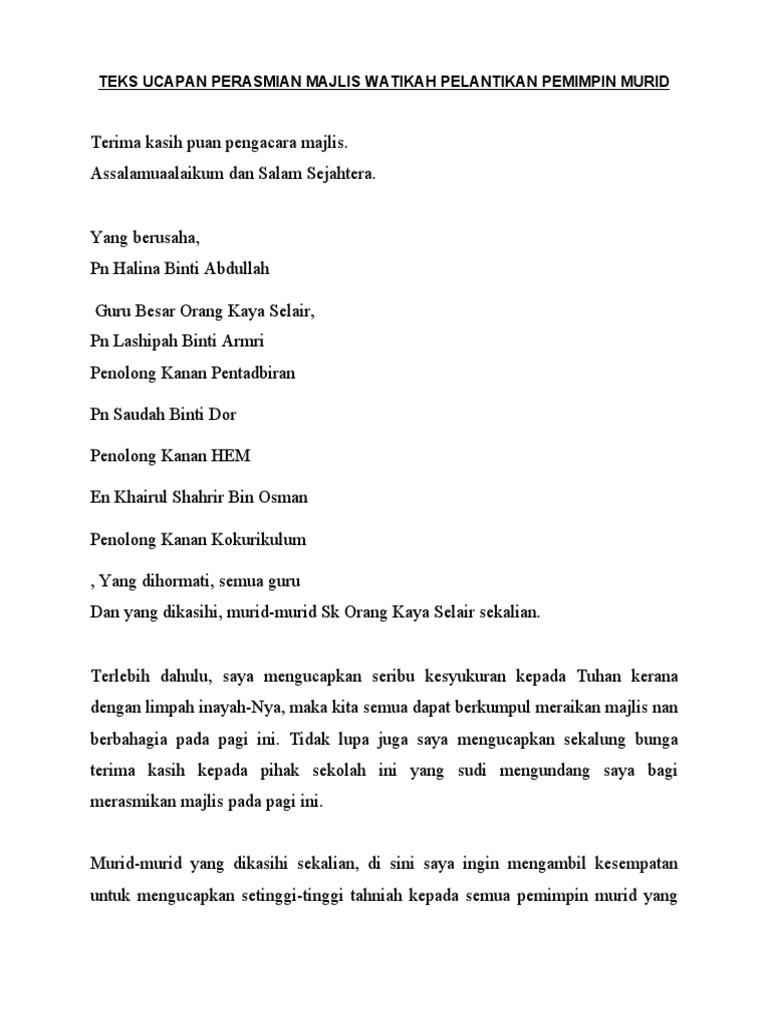 Ucapan Perasmian PPS 2023 | PDF