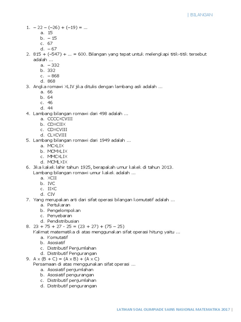 Soal Latihan Persiapan OSN - Bilangan | PDF