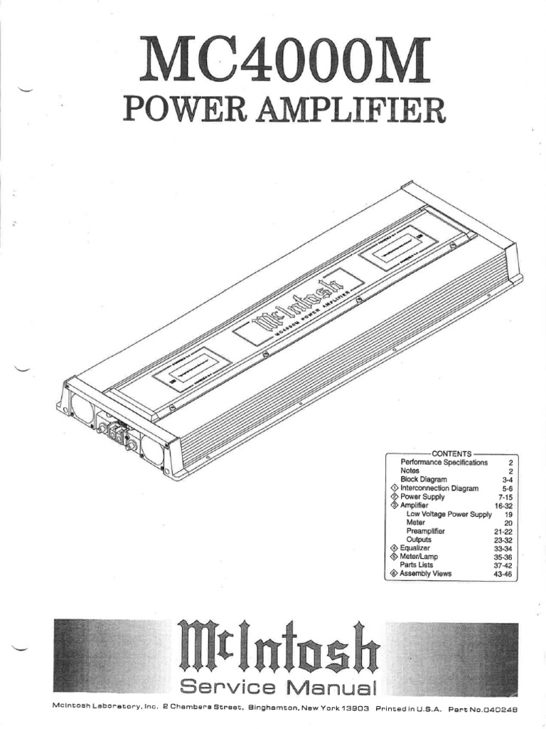 McIntosh mc4000m Schematic | PDF
