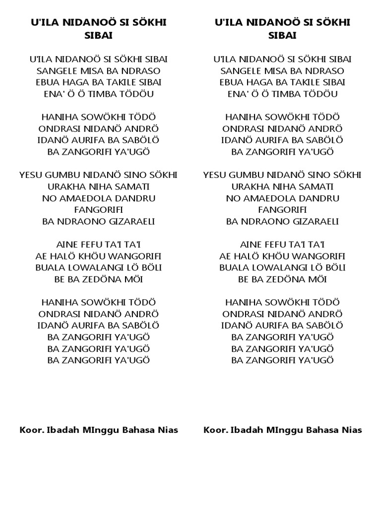 Lirik Lagu Rohani Nias untuk Ibadah | PDF | Gaya Hidup