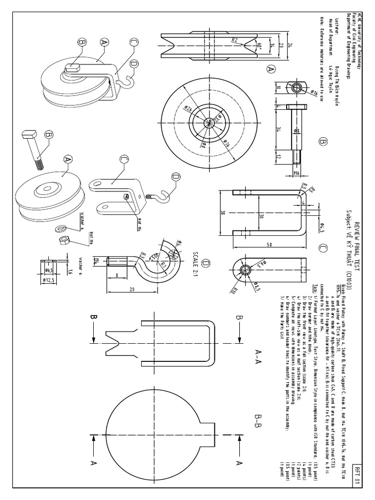 Fixed Pulley Assembly Drawing Guide | PDF | Manufactured Goods ...