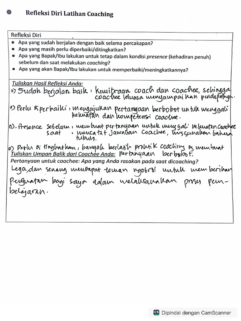 5. Refleksi Diri Latihan Coaching | PDF