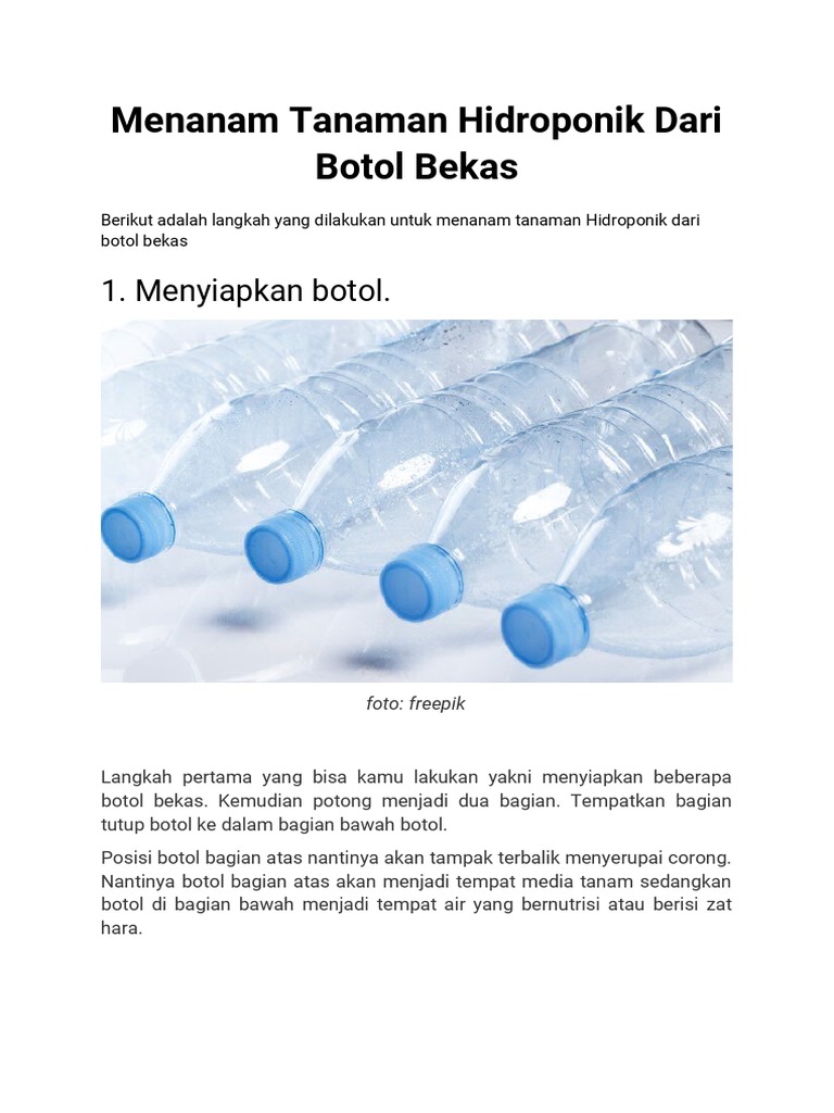 Menanam Tanaman Hidroponik Dari Botol Bekas | PDF