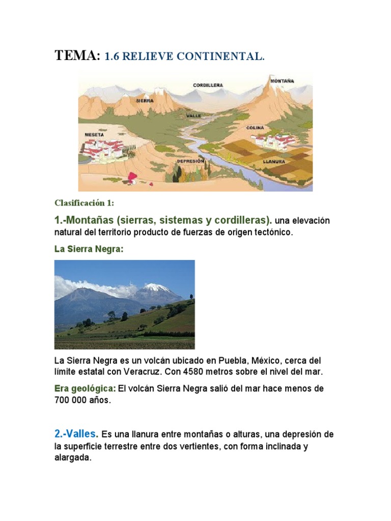 Formas del Relieve Continental | PDF | Andes | Valle