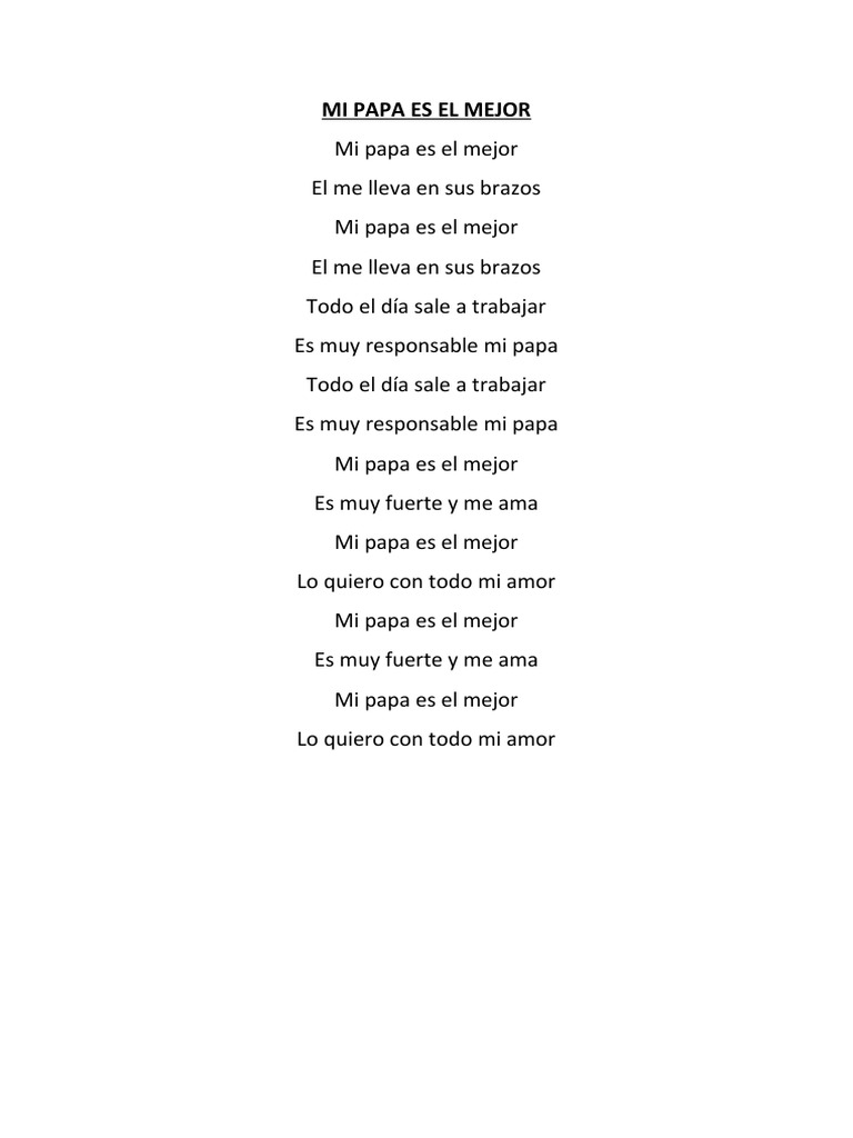 Mi Papa Es El Mejor Cancion | PDF